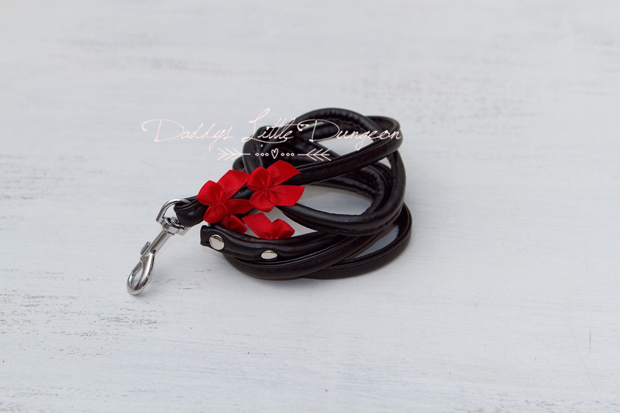 DDLG Pretty Black BDSM Leash Satin Bows Submissive Master Kitten Kitty ...
