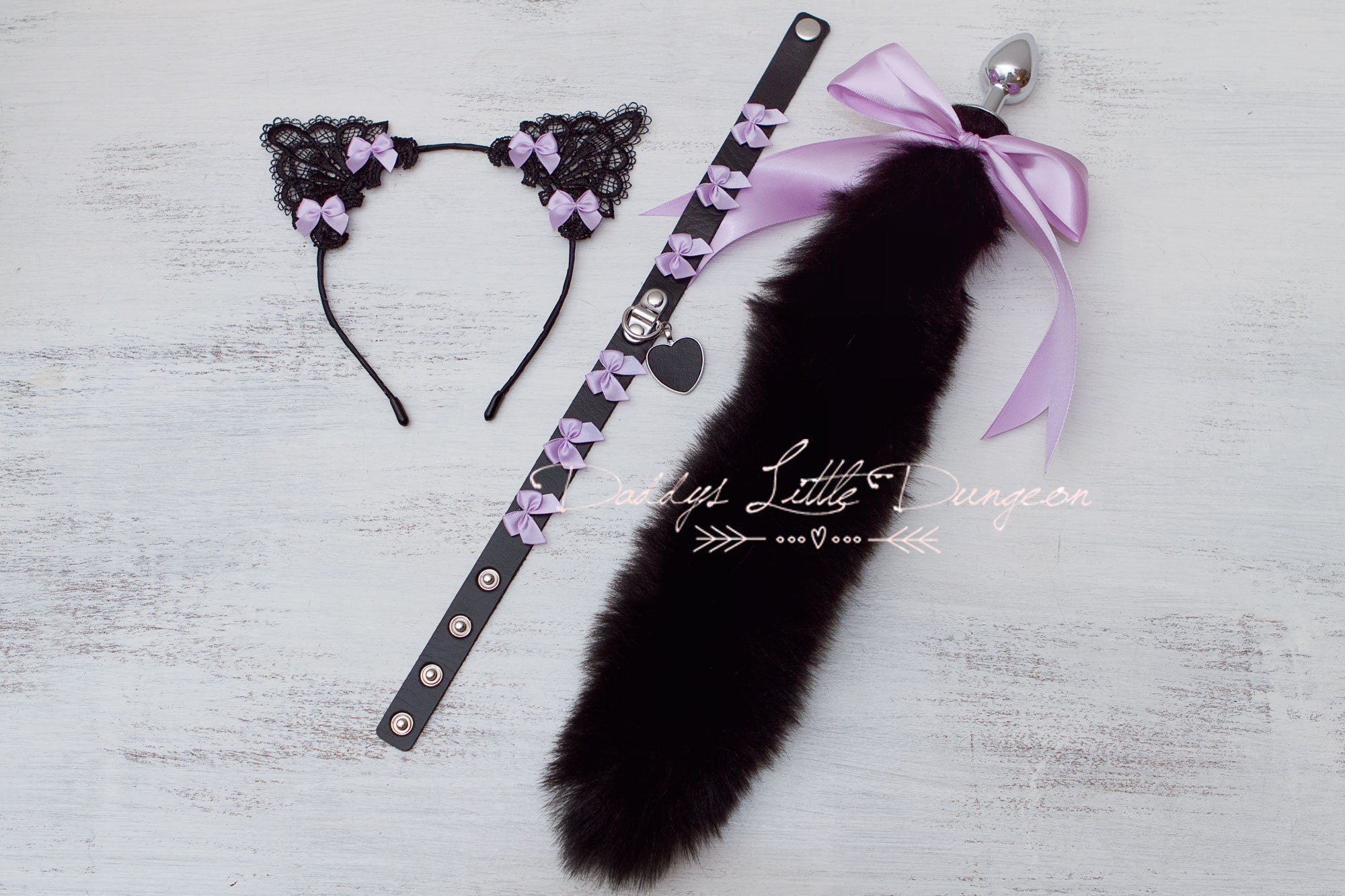 18+ Pretty Gothic Pet Play Starter Set! Fox Kitty Ears Collar Leash An ...